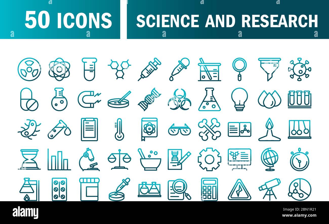 science and research laboratory study icons collection vector ...