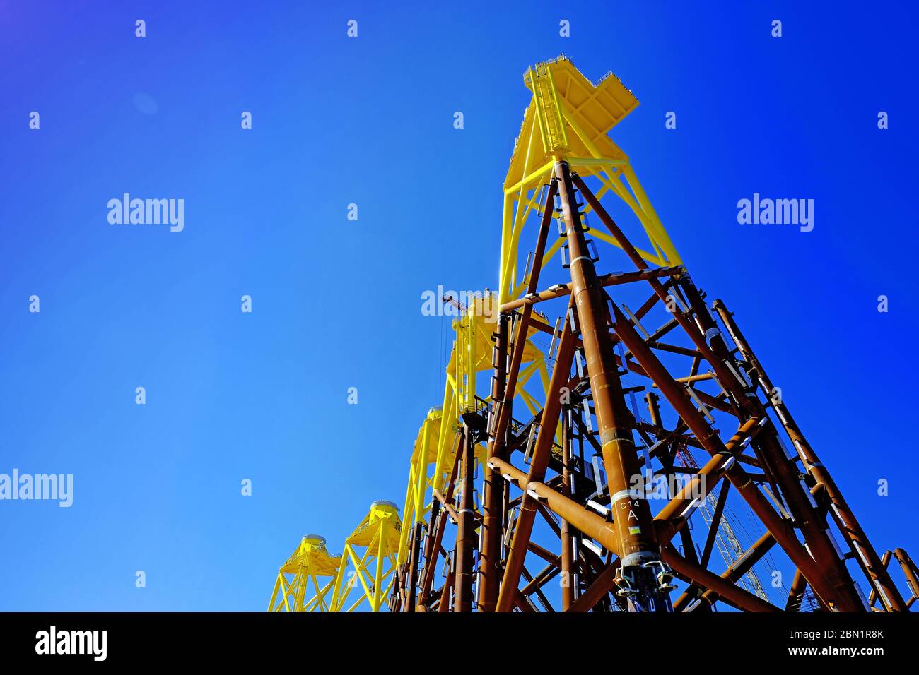 Wind Turbine structures awaiting completion and transporting Stock ...