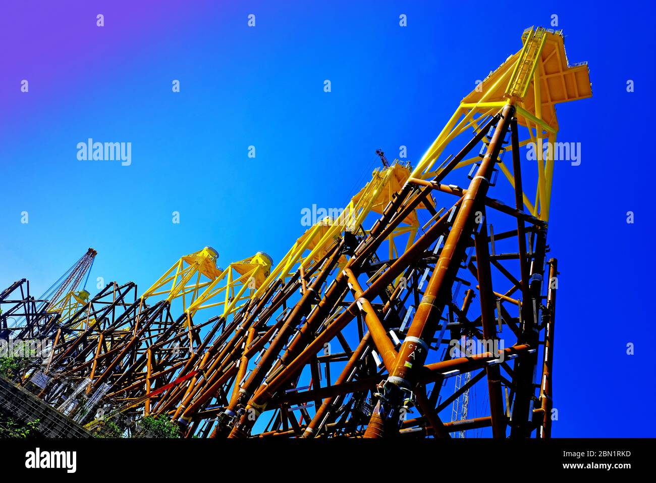 Wind Turbine structures awaiting completion and transporting Stock ...