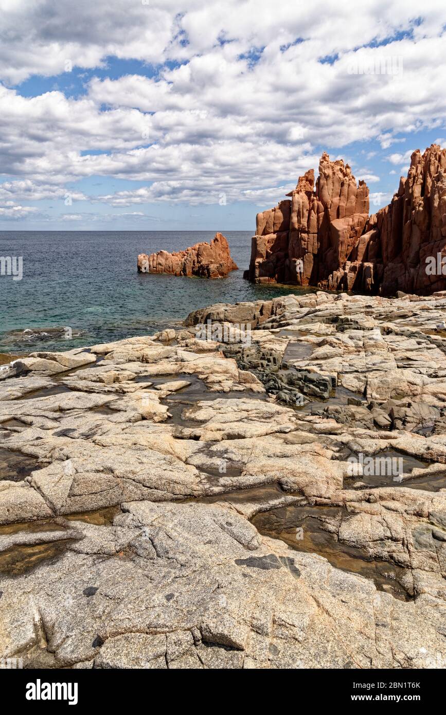 Beach of Rocce Rosse, red porphyry rocks of Arbatax, Tortoli, Ogliastra ...
