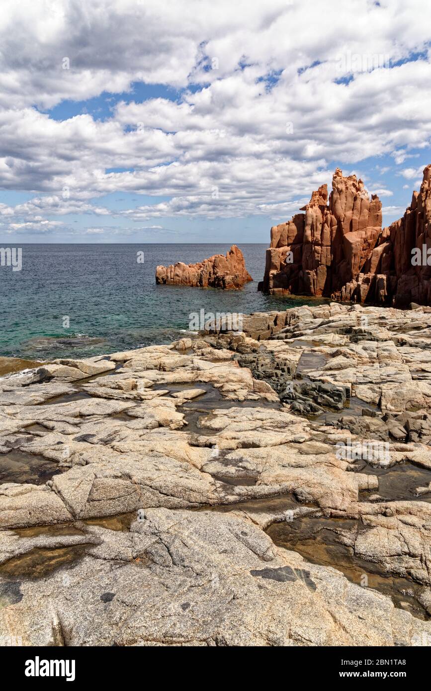 Beach of Rocce Rosse, red porphyry rocks of Arbatax, Tortoli, Ogliastra ...