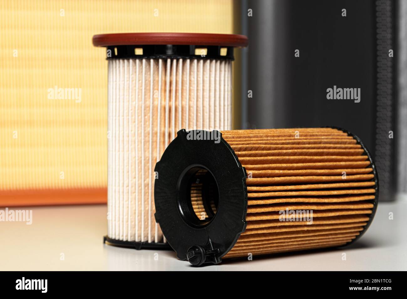 Auto filters close up. New parts for the car Stock Photo - Alamy