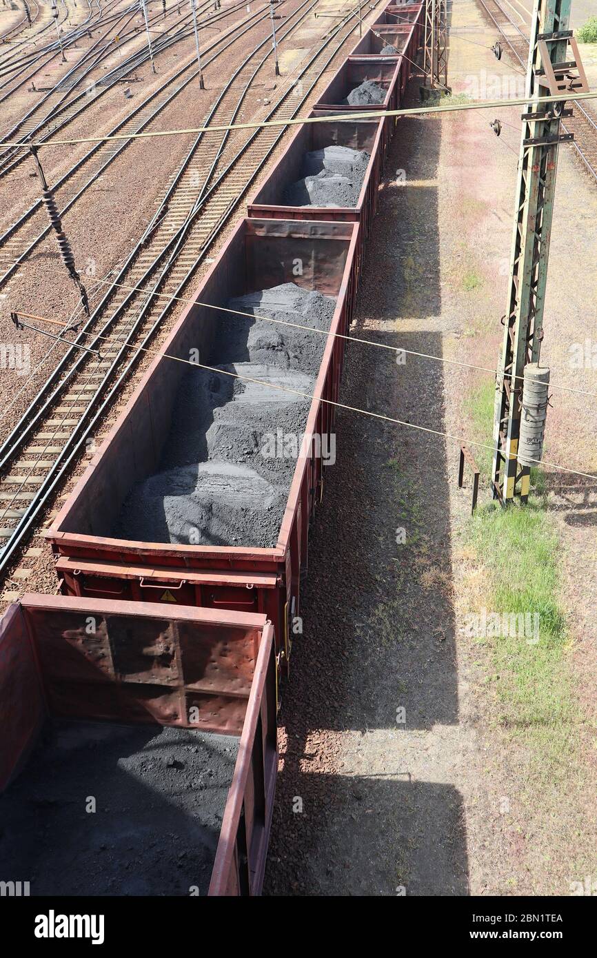 Cement in the wagon railway transportation Stock Photo - Alamy