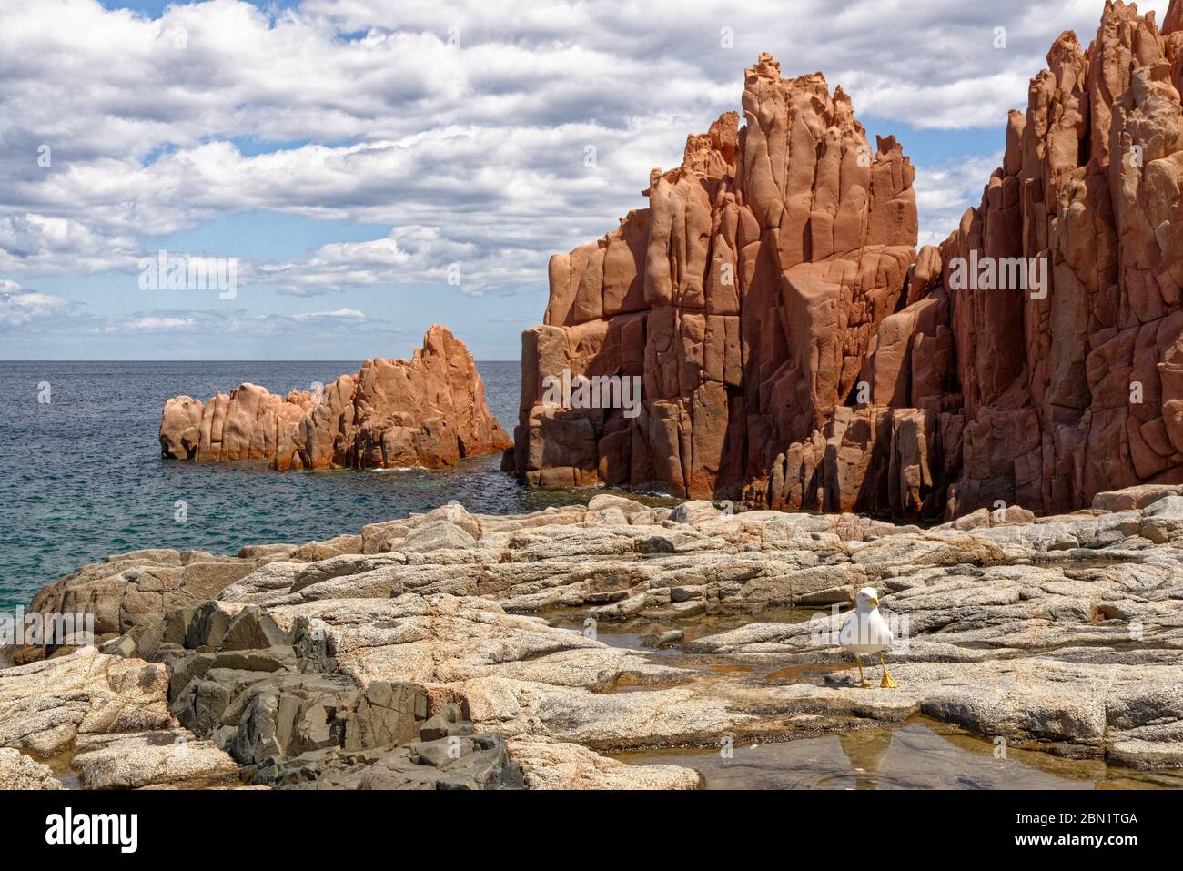 Beach of Rocce Rosse, red porphyry rocks of Arbatax, Tortoli, Ogliastra ...