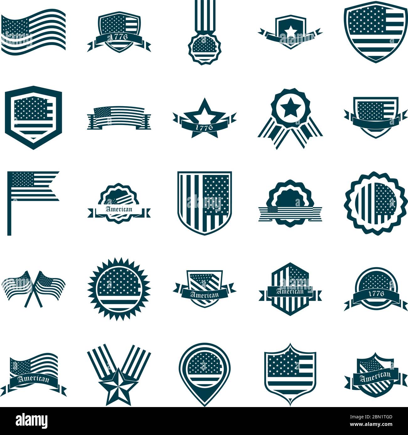 happy independence day, american flag national freedom patriotism icons ...