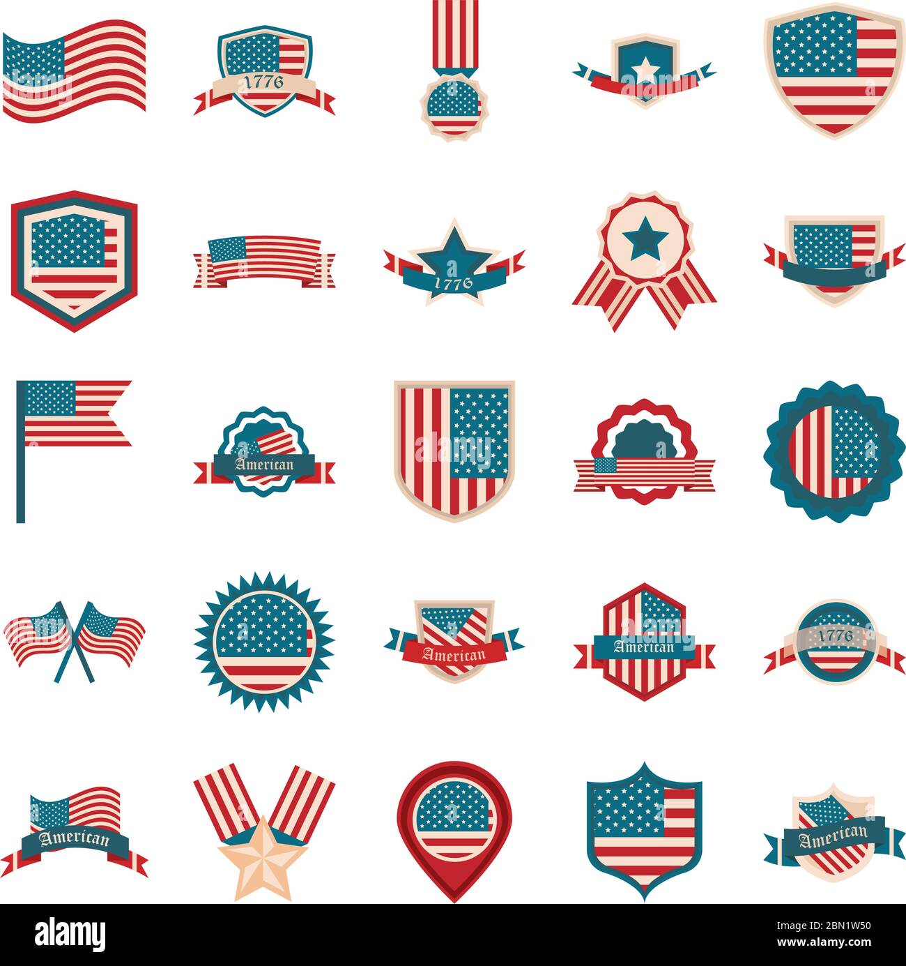 happy independence day, american flag national freedom patriotism icons ...