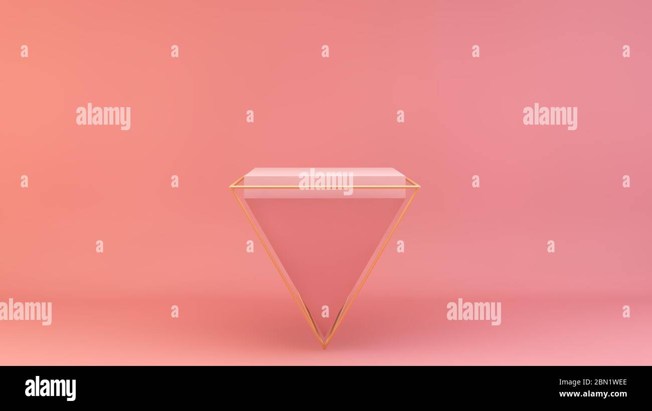 Pink pyramid inverted 3d rendering Stock Photo - Alamy