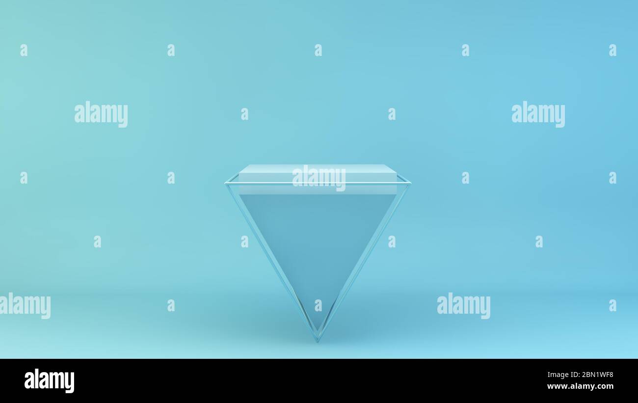 Blue pyramid inverted 3d rendering Stock Photo - Alamy
