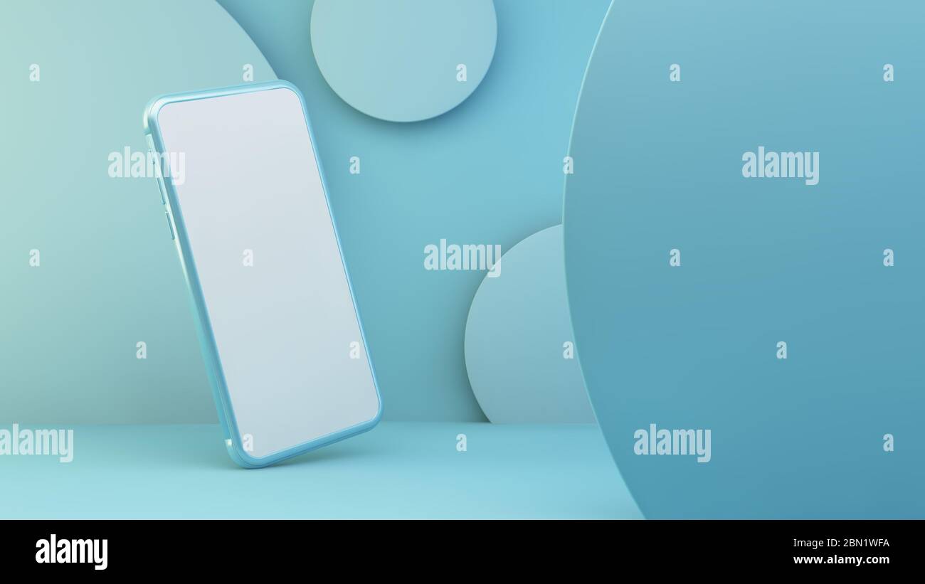 Blue phone with white screen 3d rendering Stock Photo - Alamy