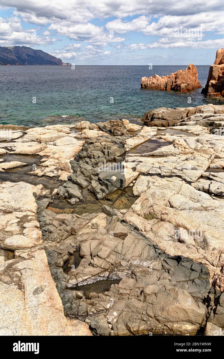 Beach of Rocce Rosse, red porphyry rocks of Arbatax, Tortoli, Ogliastra ...