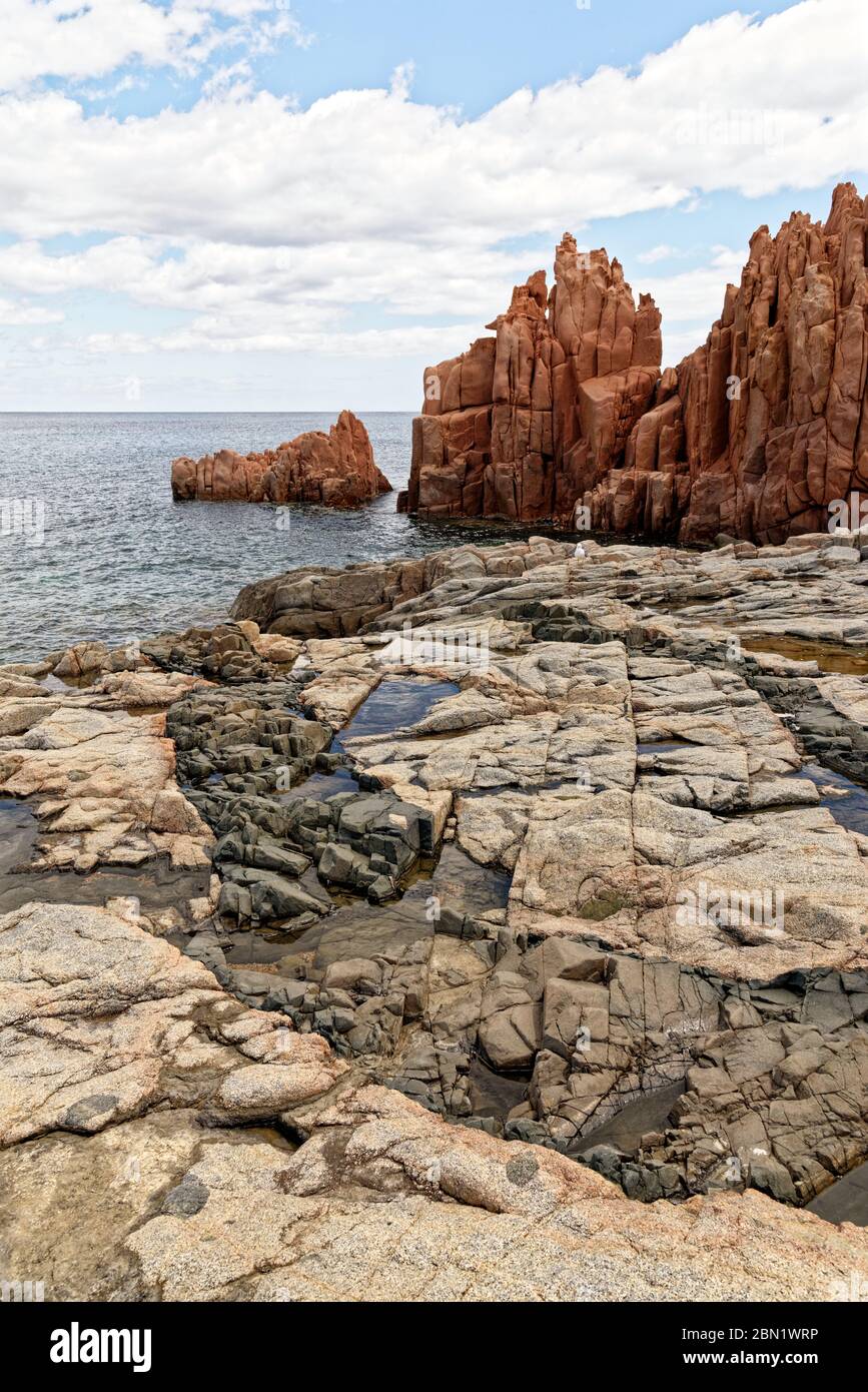 Beach of Rocce Rosse, red porphyry rocks of Arbatax, Tortoli, Ogliastra ...
