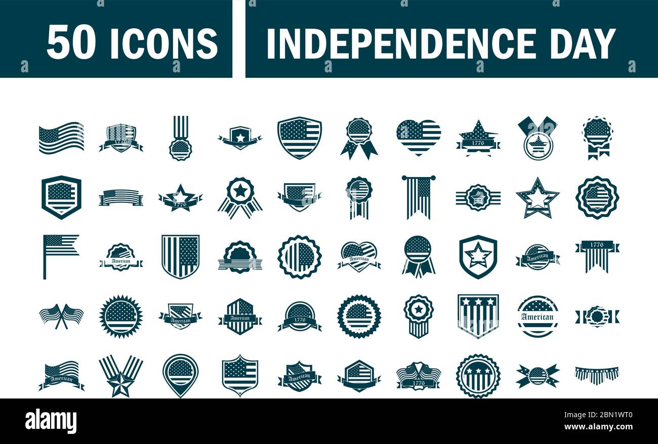 happy independence day, american flag national freedom patriotism icons ...