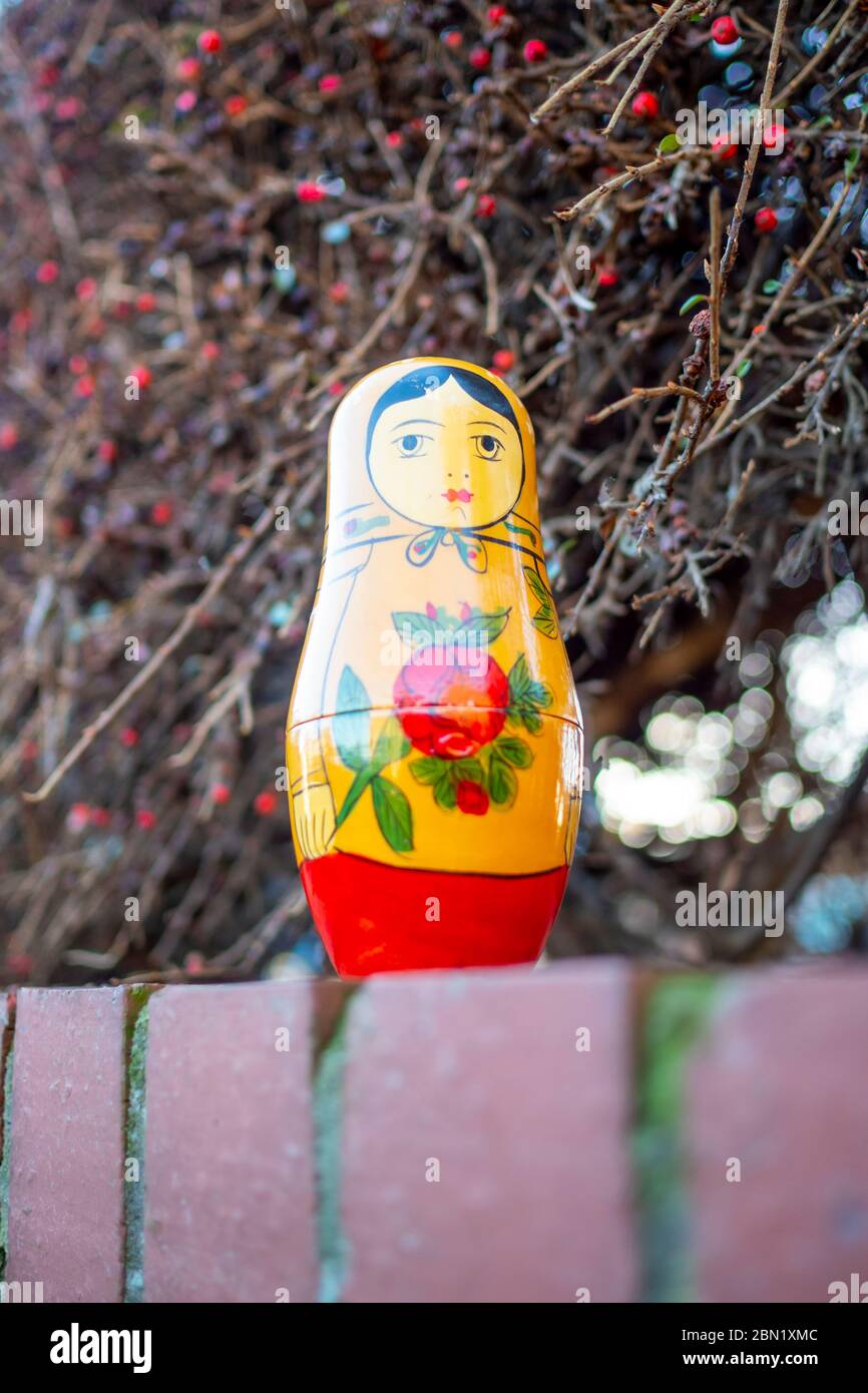 Russian Matryoshka dolls outdoors on a brick wall Stock Photo - Alamy