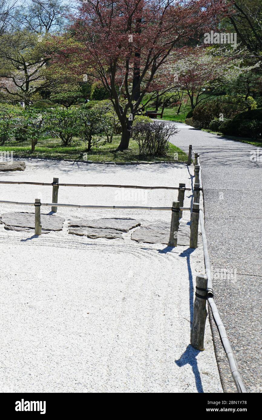 Garden park arranged in Japanese zen style at Botanical garden Stock ...