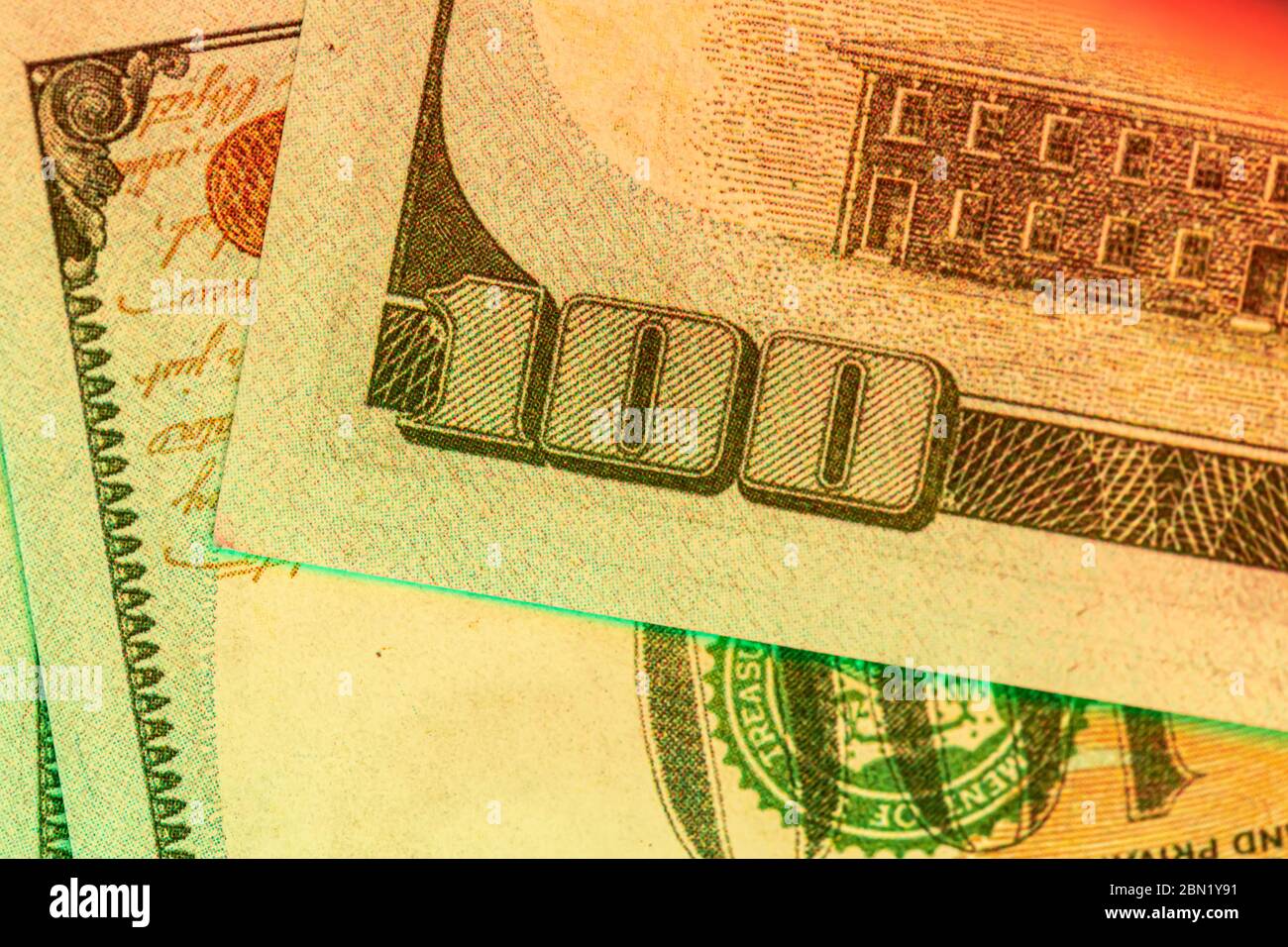 money background from dollars in neon light, close up Stock Photo - Alamy