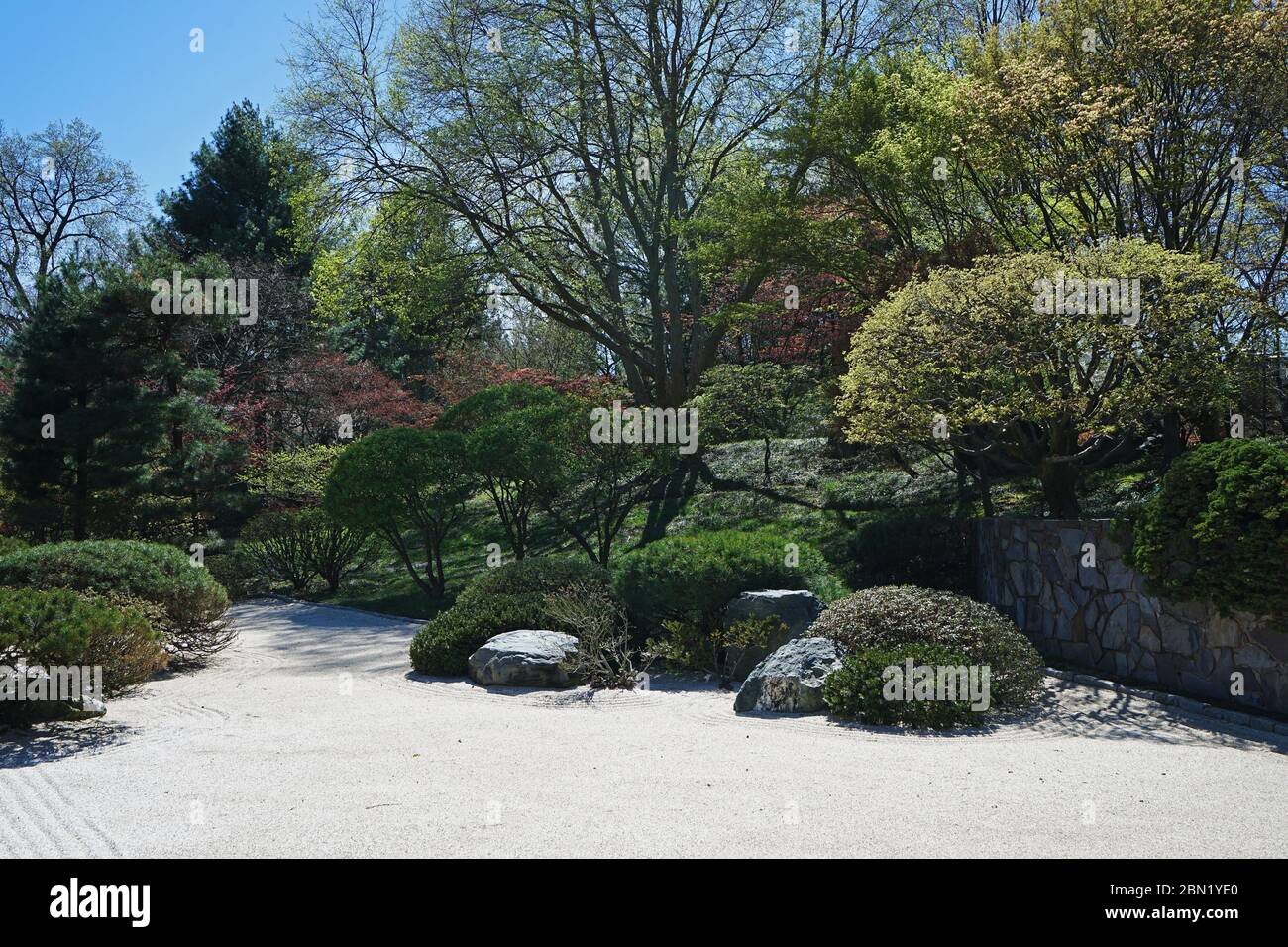 Garden park arranged in Japanese zen style at Botanical garden Stock ...