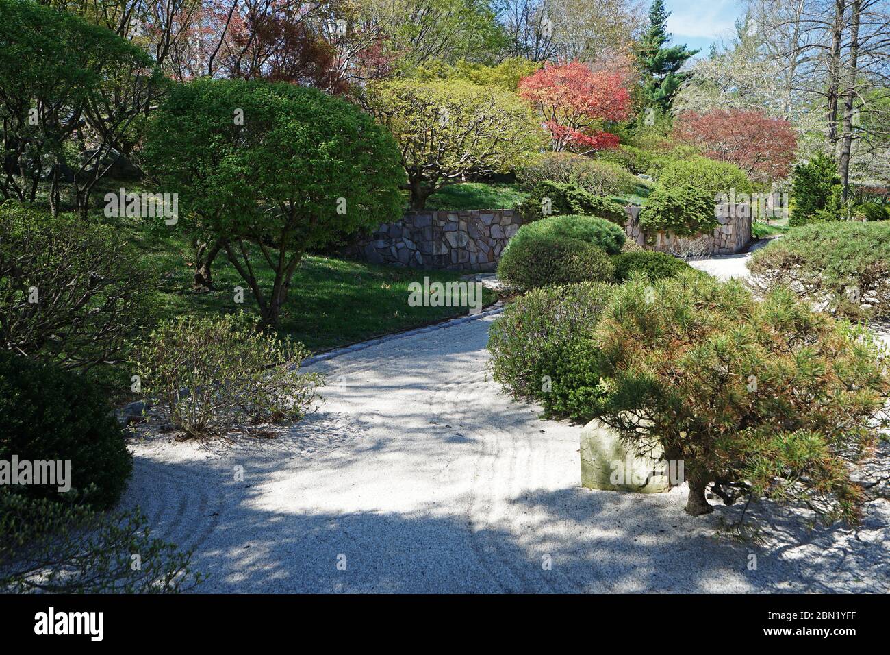 Garden park arranged in Japanese zen style at Botanical garden Stock ...