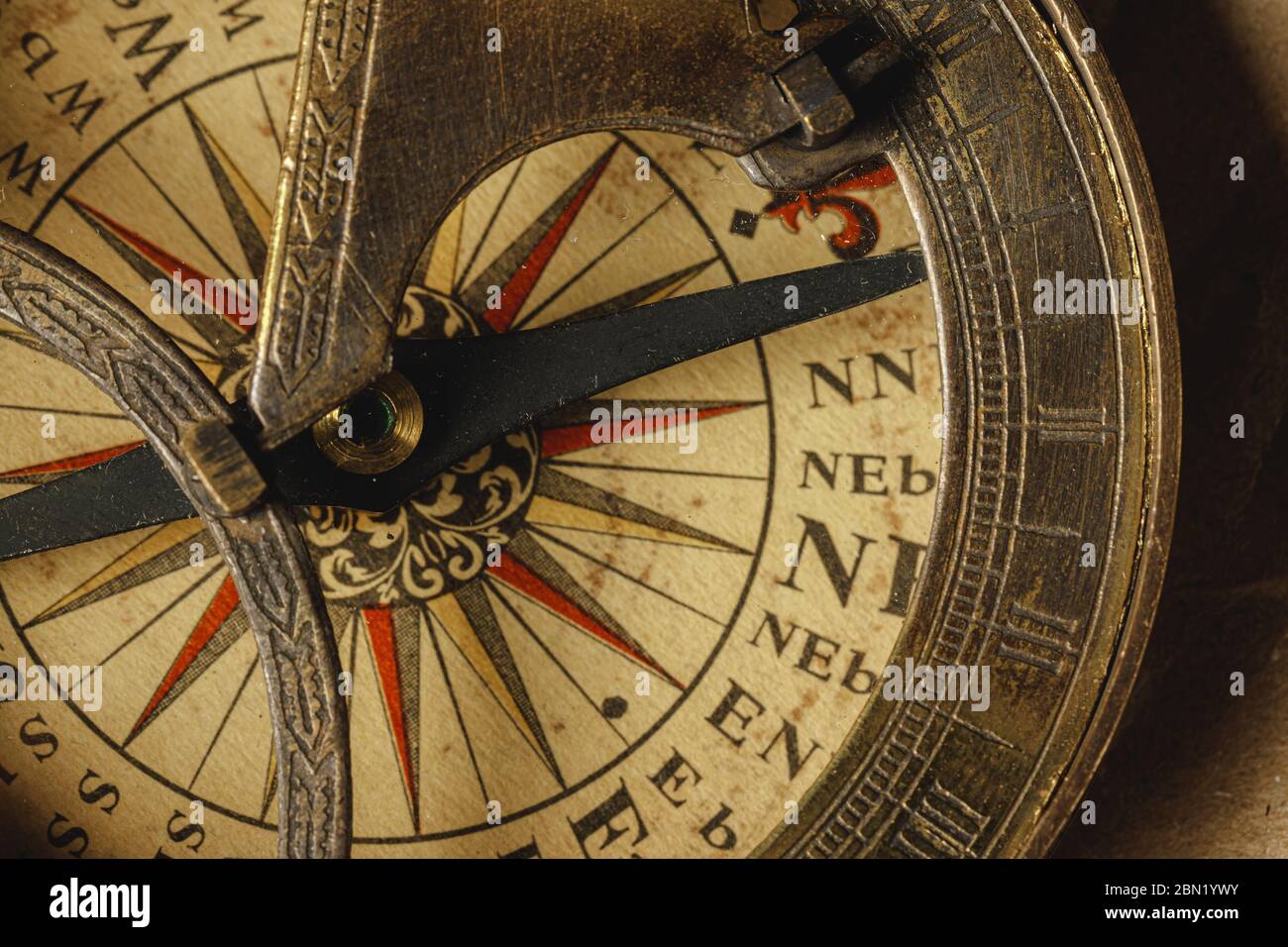 Close up view of the old compass Stock Photo - Alamy