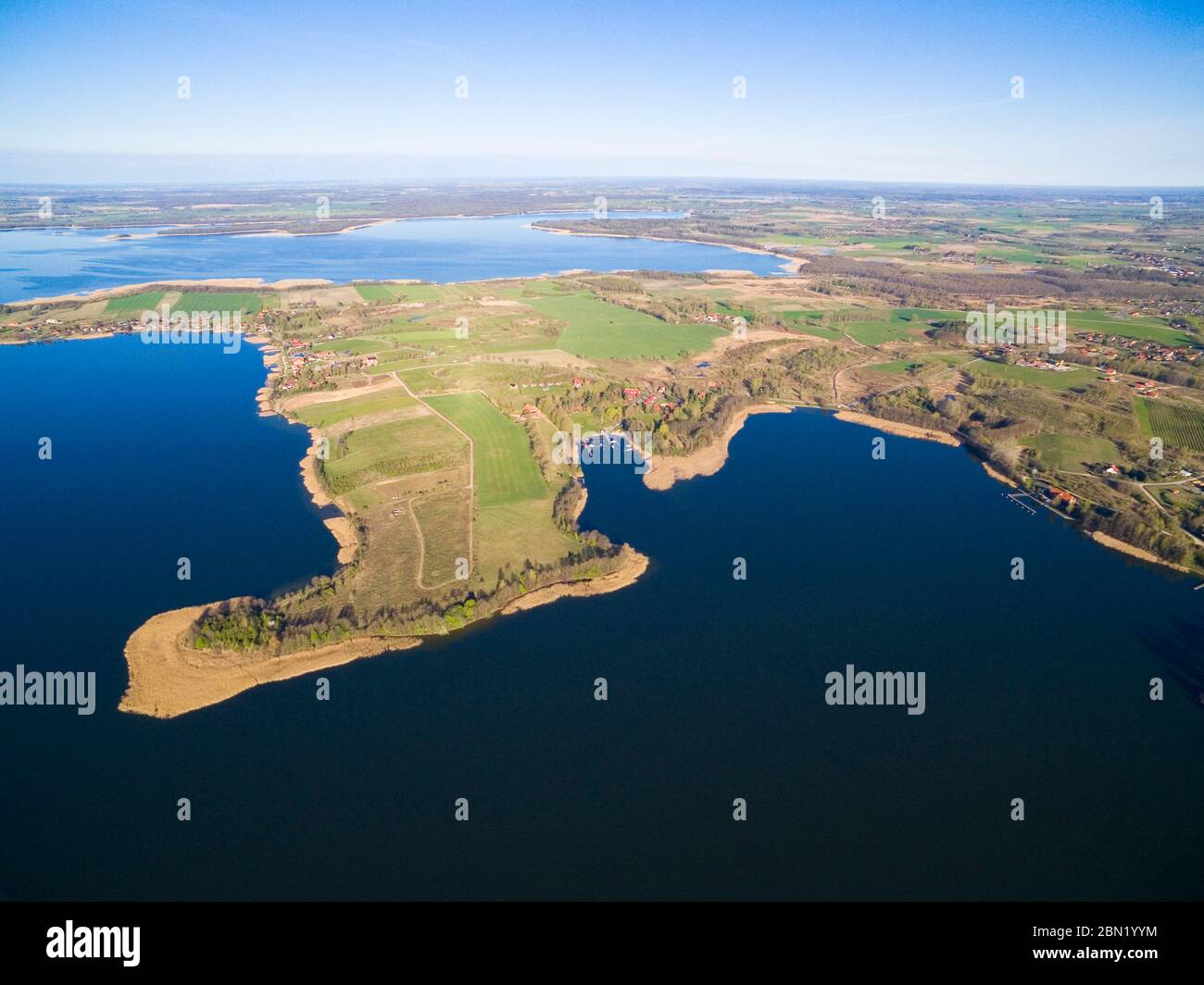 Aerial view of beautiful Kal village (former Kehlen or Kielno, East ...