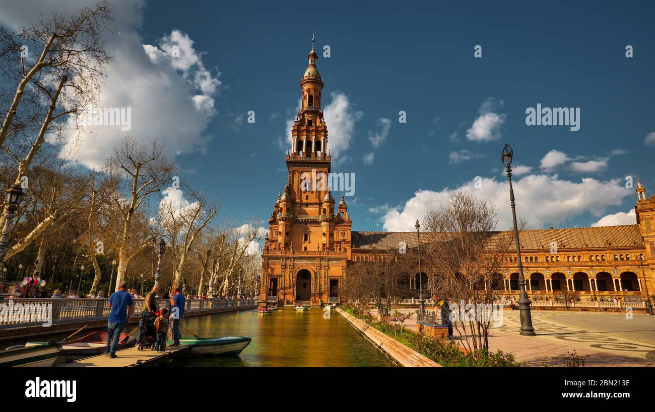 Seville, Spain - February 18th, 2020 - Plaza de Espana / Spain Square ...