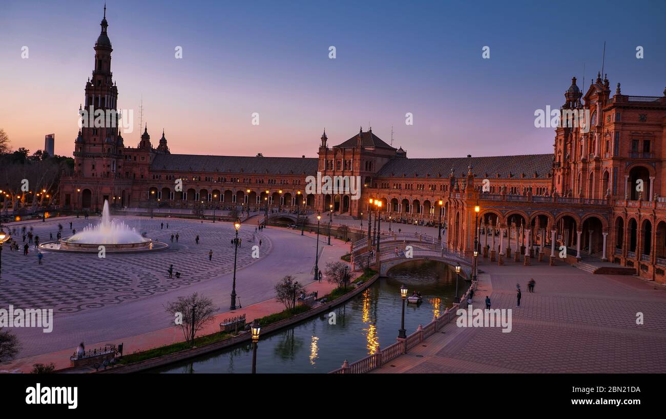 Seville, Spain - February 20th, 2020 - View of Tourists strolling in ...