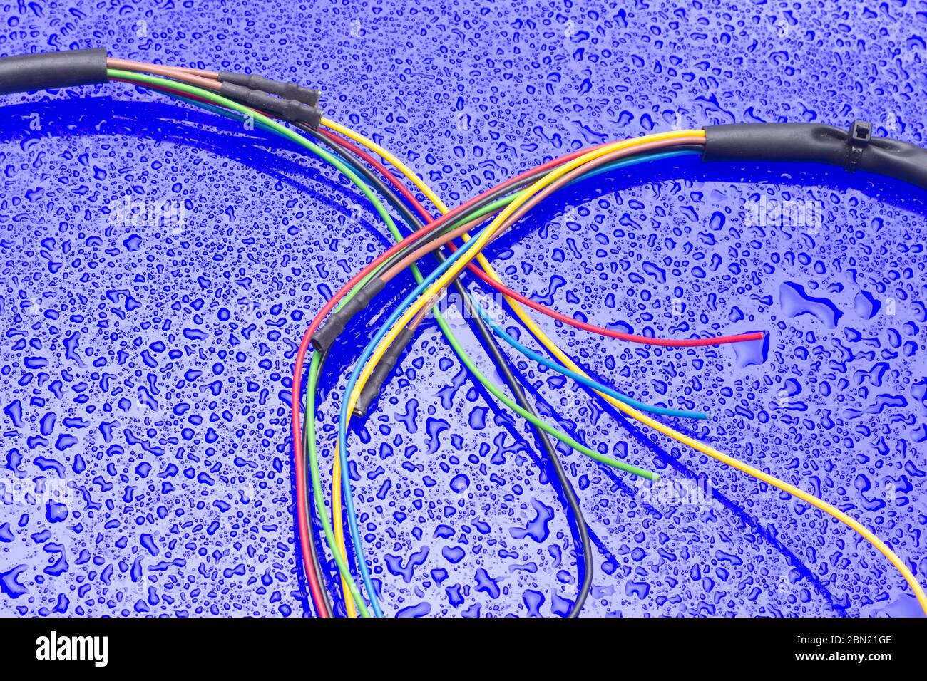 Copper cables of various colors, transmission of electric current ...