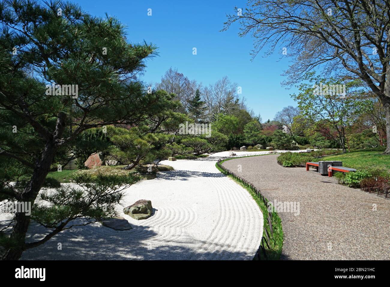 Garden park arranged in Japanese zen style at Botanical garden Stock ...