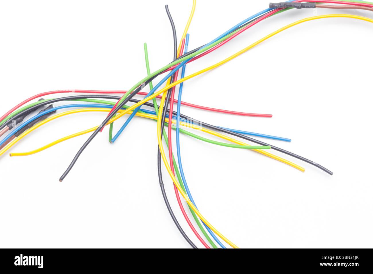 Copper cables of various colors, transmission of electric current ...