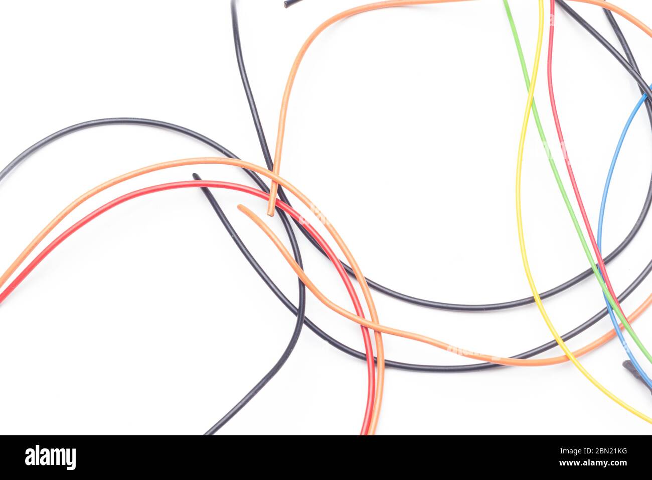 Copper cables of various colors, transmission of electric current ...