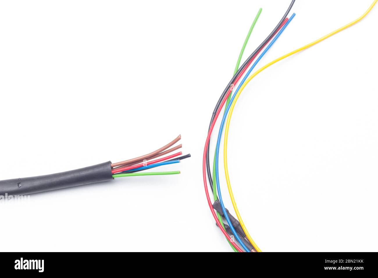 Copper cables of various colors, transmission of electric current ...