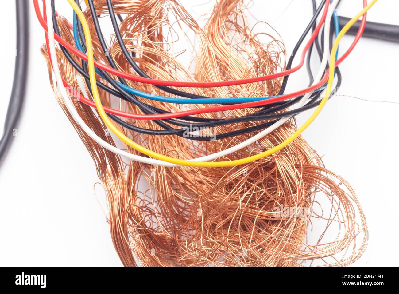 Copper cables of various colors, transmission of electric current ...