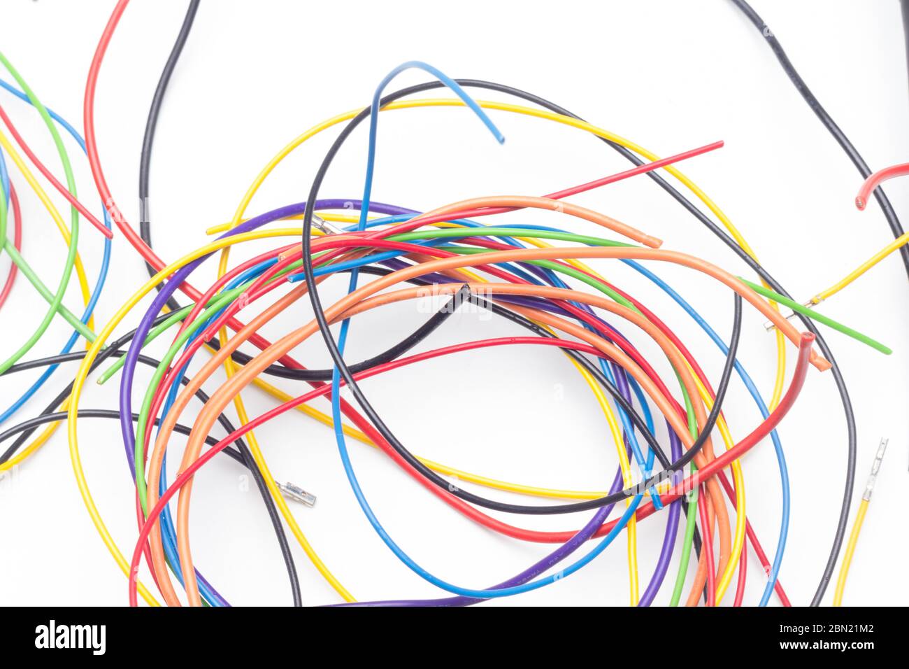 Copper cables of various colors, transmission of electric current ...