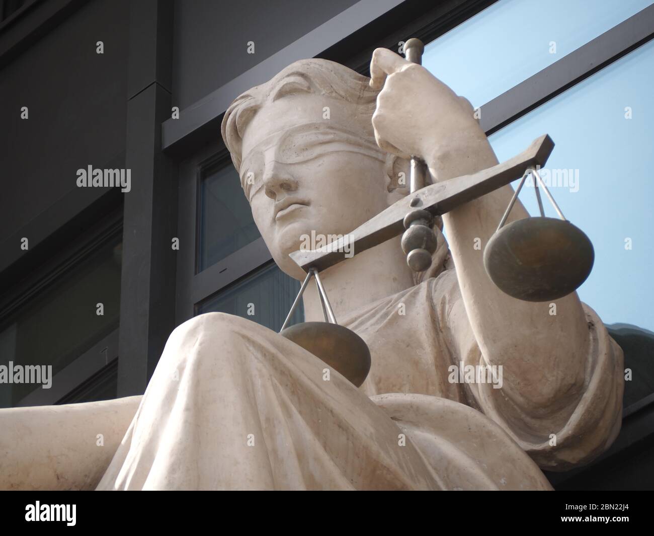 Saint Petersburg, Russia - May 11 2020. The statue of justice Femida ...