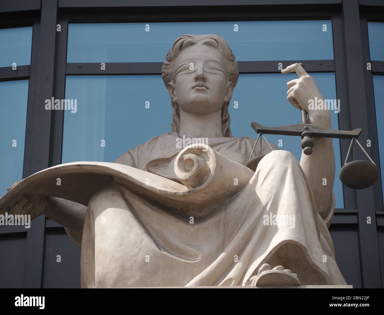 Saint Petersburg, Russia - May 11 2020. The statue of justice Femida ...