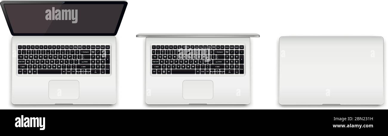 Modern laptop fully opened , partially opened and closed Stock Vector ...