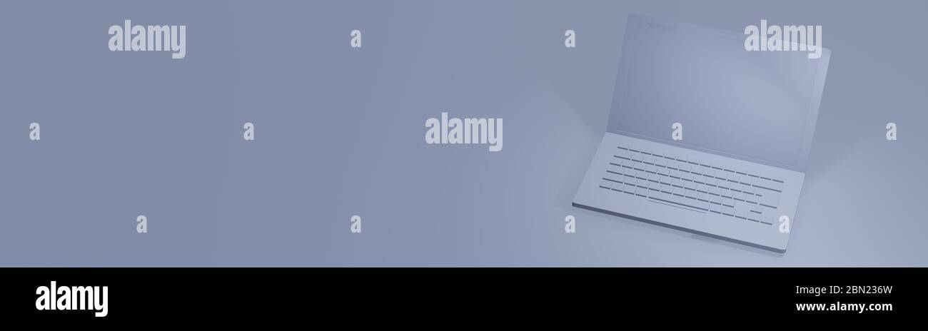 Notebook 3d illustration in pastel gray, horizontal design background ...