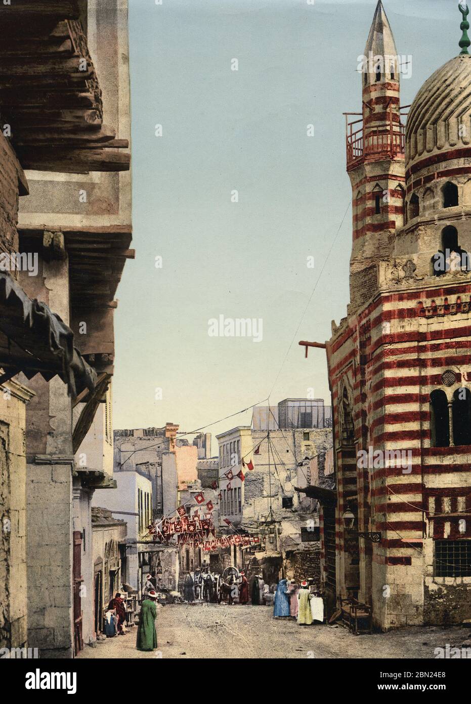 Street scene with mosque and minarets, Cairo Stock Photo - Alamy