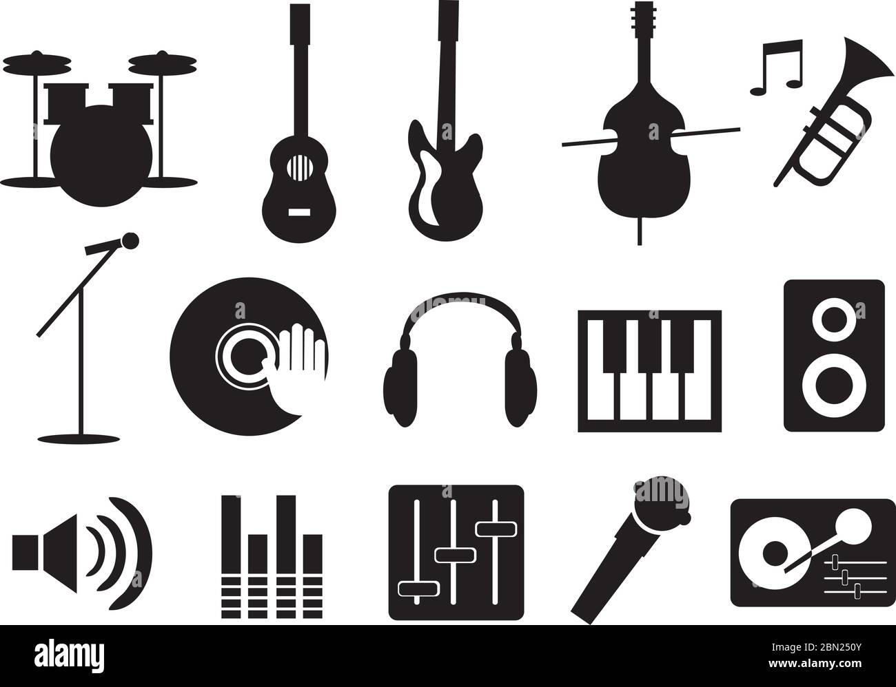 Vector illustration of music related icon set Stock Vector Image & Art ...