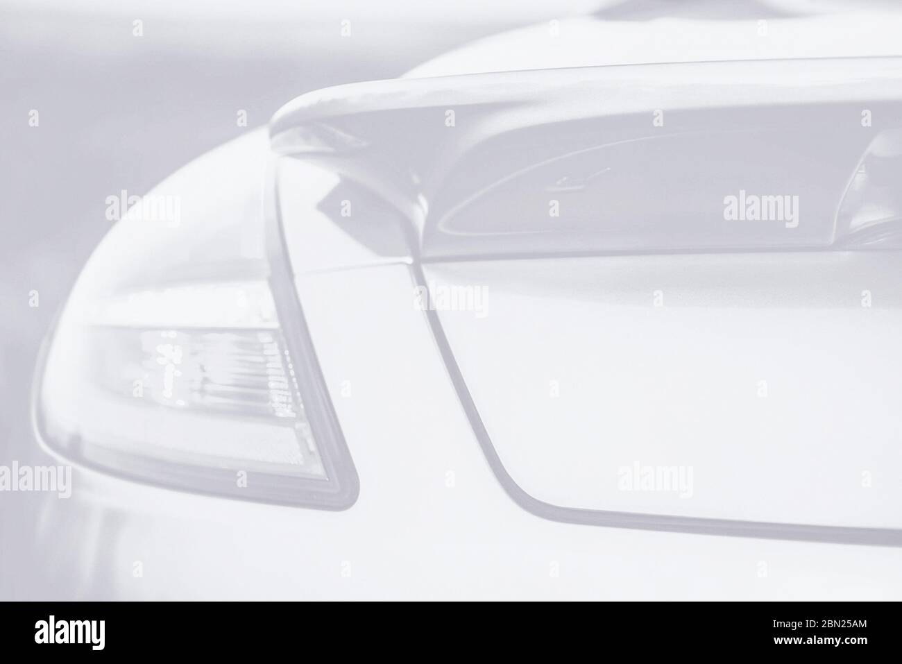 Fashionable sports car. Gray white color. Fragment automobile, details ...