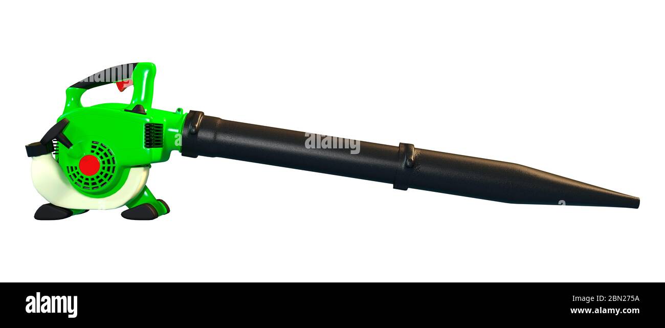 3D rendering of a green leaf blower isolated on white background Stock ...