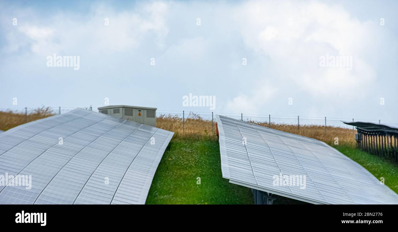 Field with solar panels in contry of Germany Stock Photo - Alamy