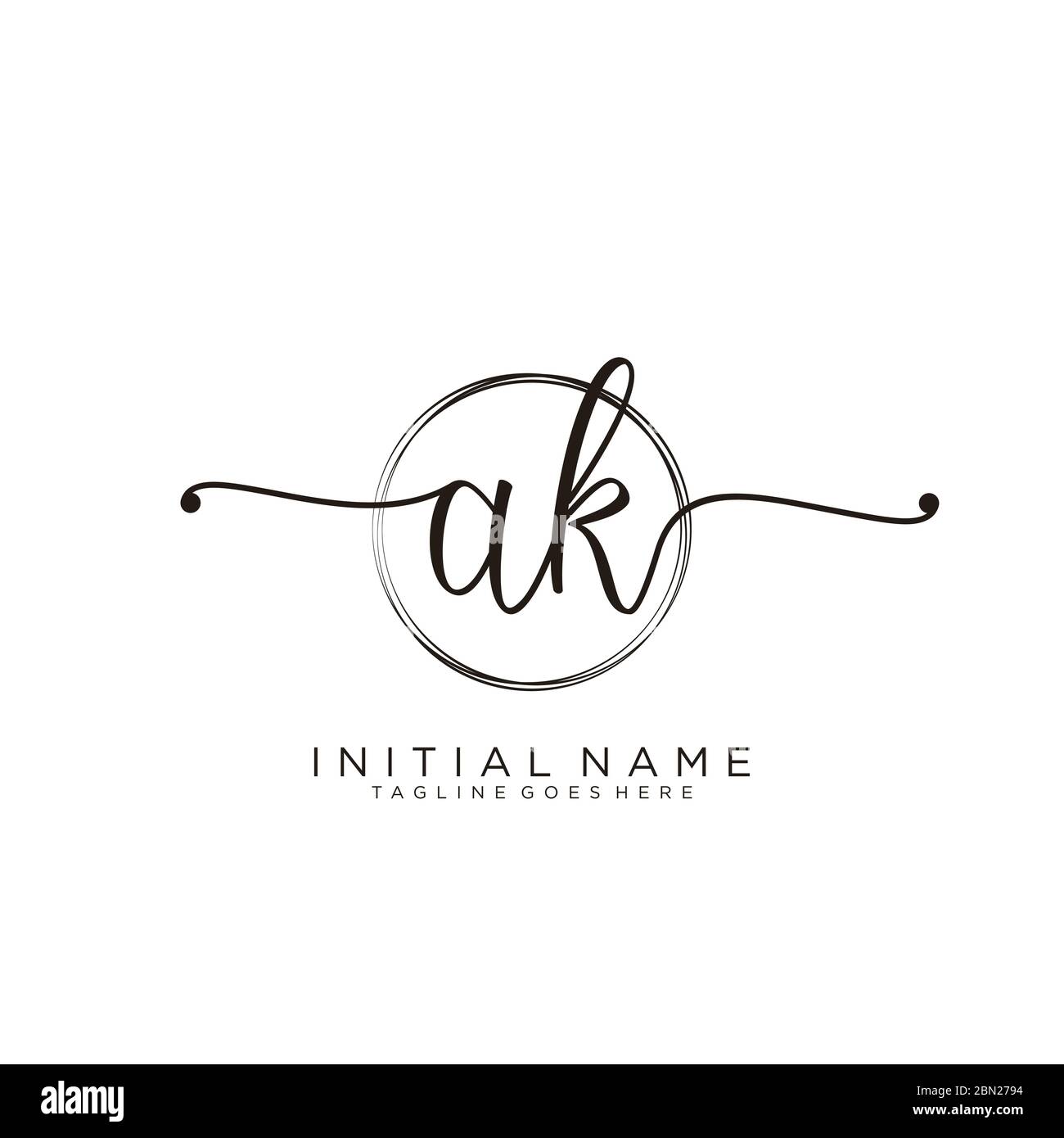 Initial AK handwriting logo with circle template vector Stock Vector ...