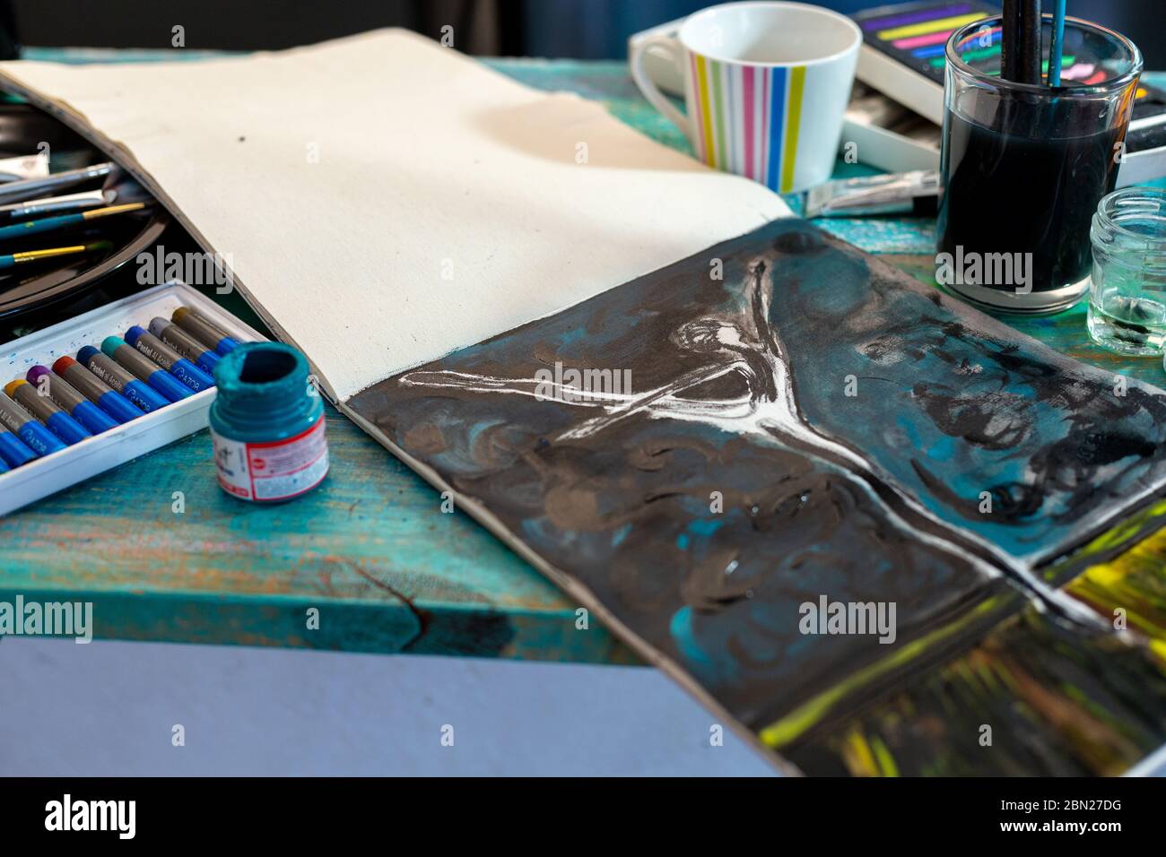 acrylic paints, chalk, colors, work blog, drawing on the days at home ...