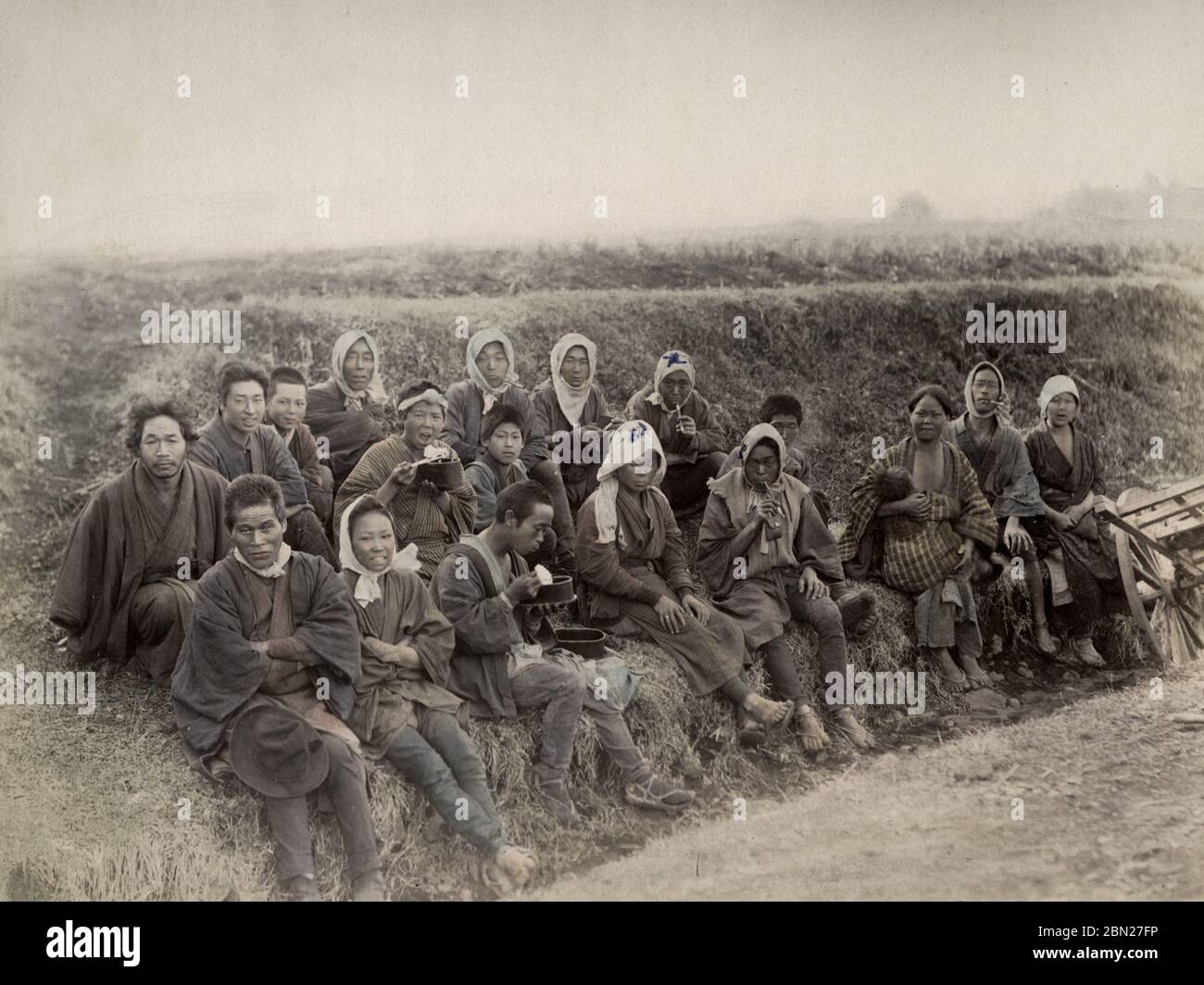 Group of country people, farm workers Stock Photo - Alamy