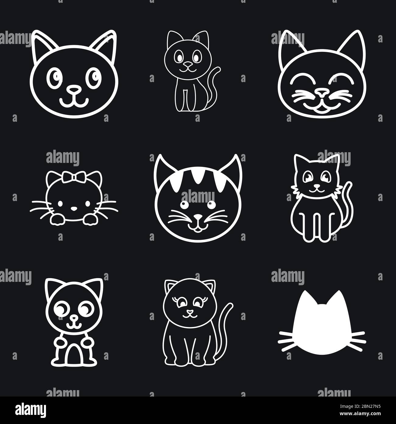 Kitty Vector Icon. Cat symbol isolated on background Stock Vector Image ...