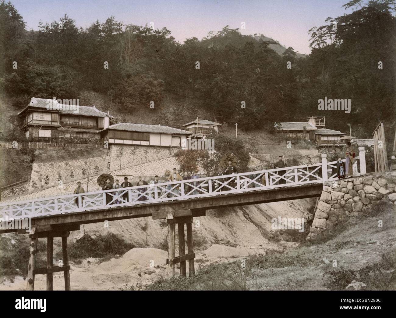 Bridge on the road to the Nunobiki Waterfall, Kobe, Japan Stock Photo ...