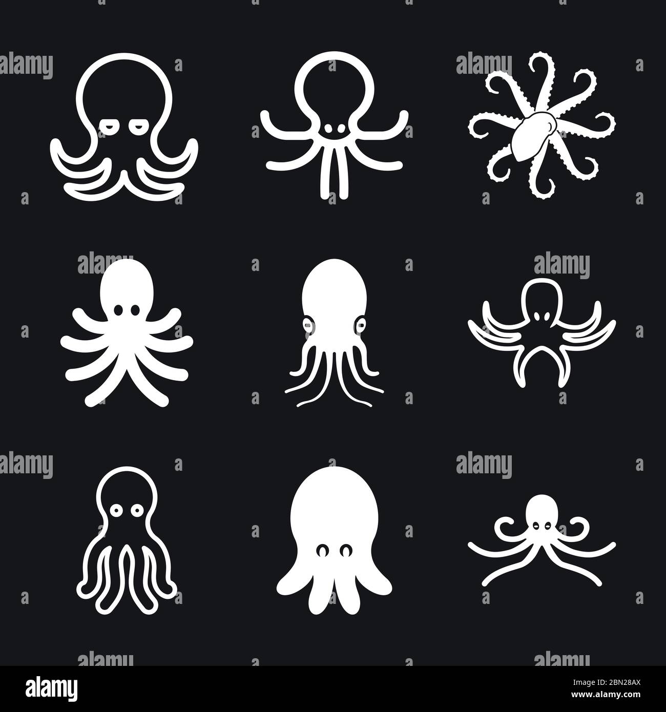 Octopus icon. Vector of an octopus design on white background. Aquatic ...