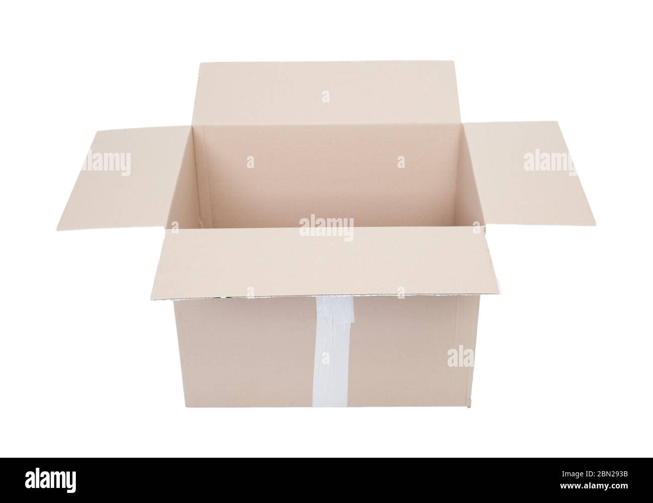 Open empty cardboard box isolated on white background Stock Photo - Alamy