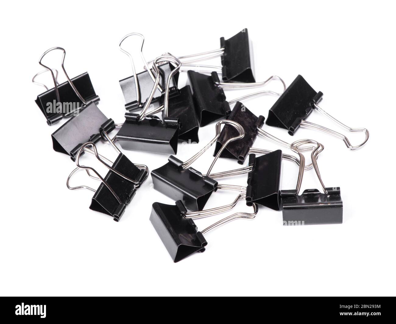 Stationery metal binder clips isolated on white background. Paper clips ...
