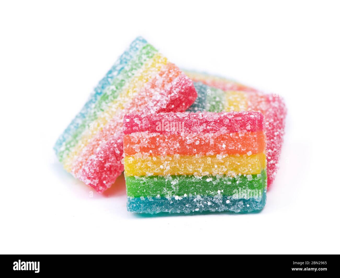 Rainbow marmalade with sugar isolated on white background Stock Photo ...